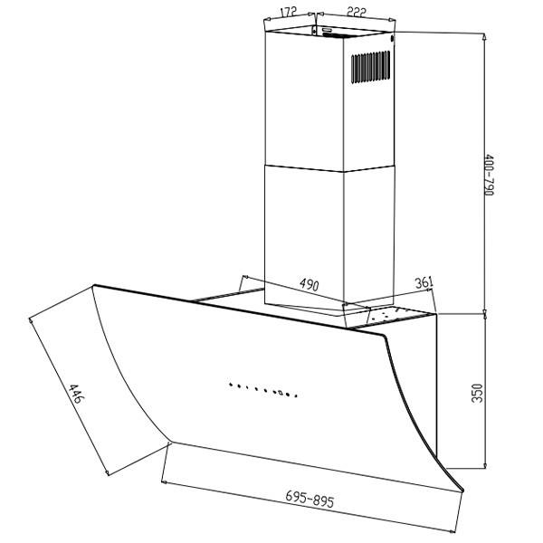 Hút mùi áp tường Grandx GX H90S87B