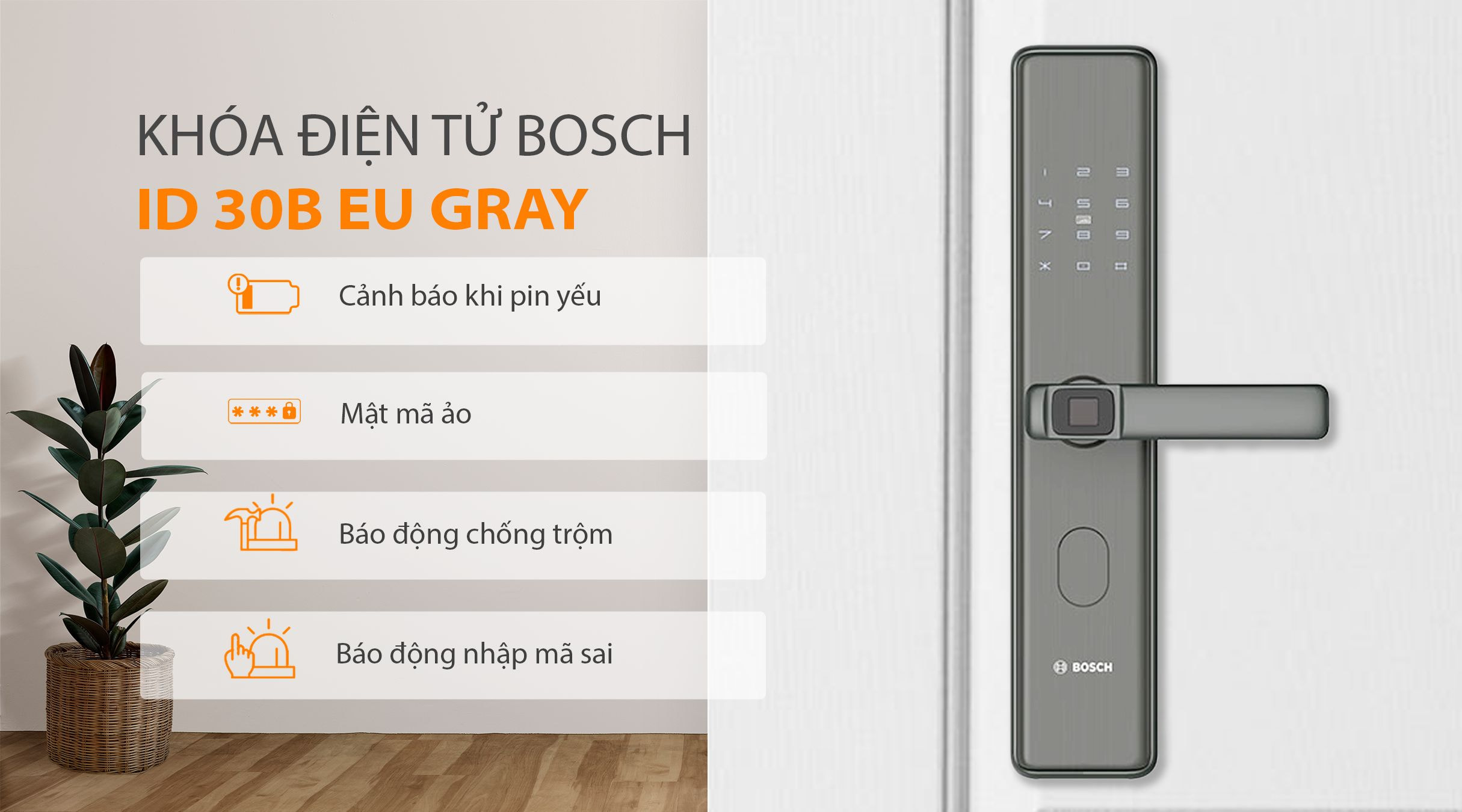 Khóa điện tử BOSCH ID 30B EU GRAY